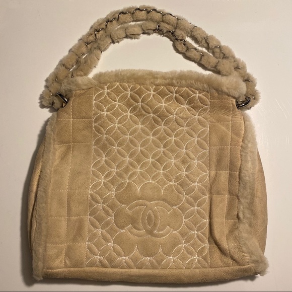 CHANEL | Bags | Chanel Quilted Cream Shearling Chain Tote | Poshmark